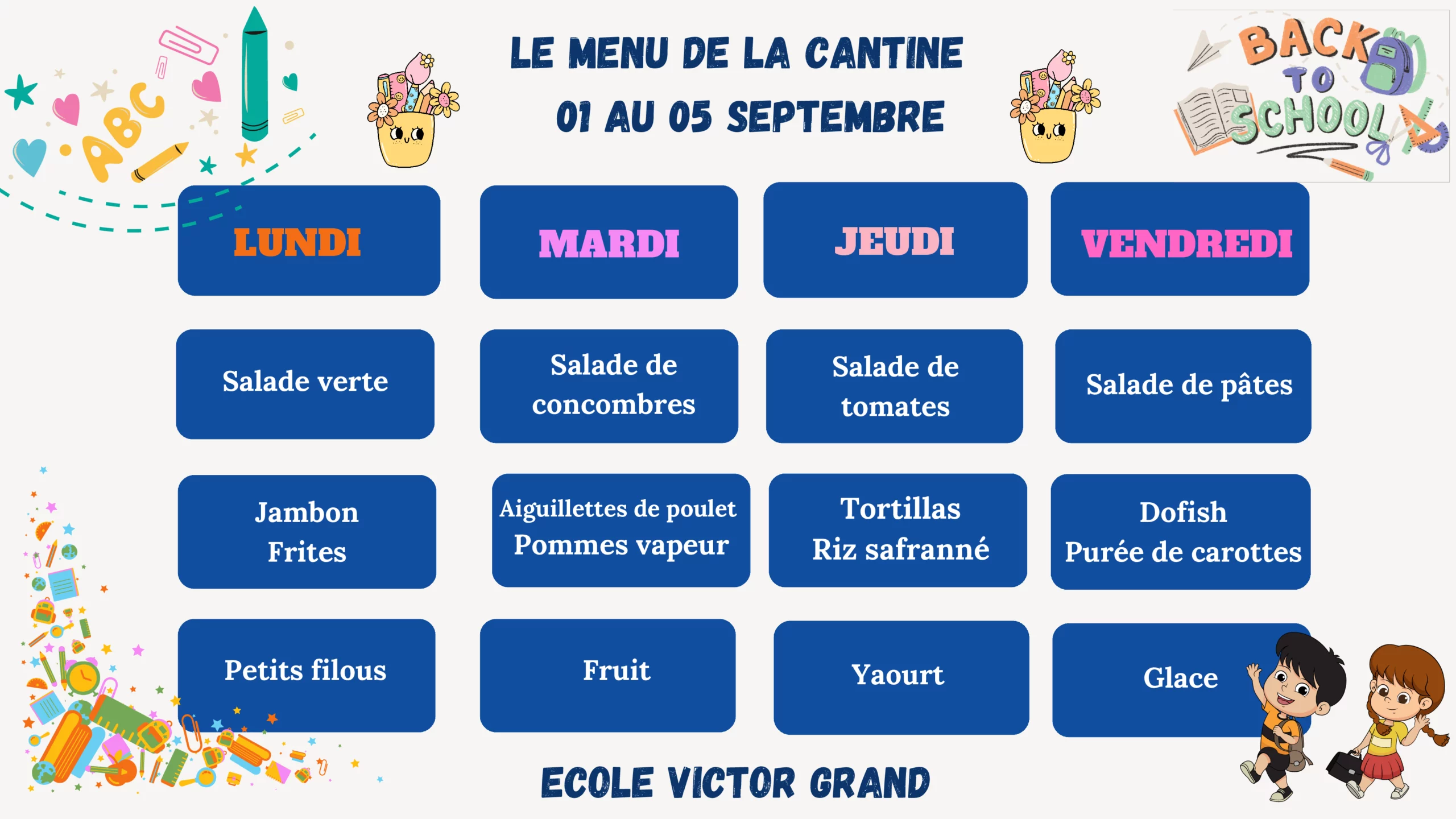Le menu de la cantine - Mairie de la Bachellerie